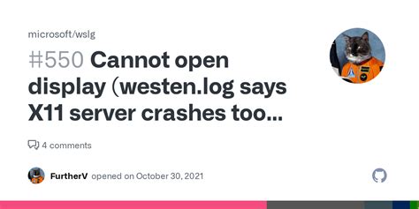 Cannot Open Display Westenlog Says X11 Server Crashes Too Fast · Issue 550 · Microsoftwslg