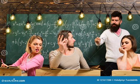 Bearded Teacher Lecturer Professor Watching Students During Test