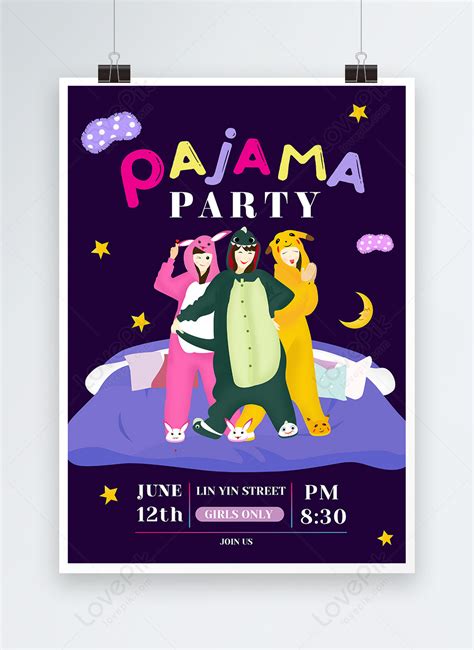 만화 파자마 파티 포스터 이미지 사진 465375014 무료 다운로드