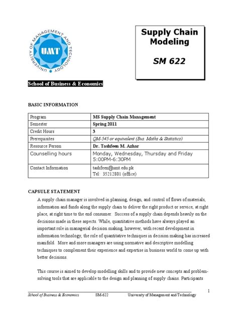 Supply Chain Modeling School Of Business And Economics Pdf Supply Chain Simulation