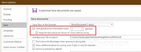 Make Office Word Excel And Powerpoint Save Files Every Minute Avoiderrors