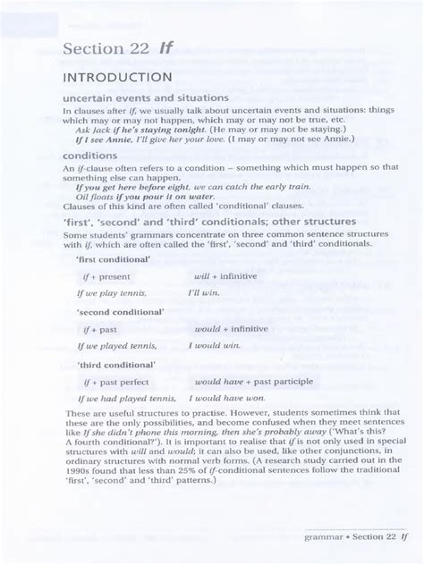 Conditional Structures Swan Pdf Grammatical Tense Linguistics