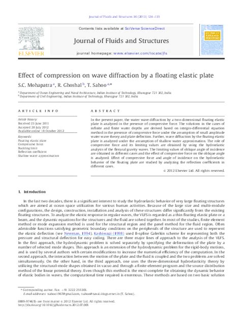 Pdf Effect Of Compression On Wave Diffraction By A Floating Elastic