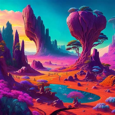 Premium Ai Image A Mesmerizing Extraterrestrial Landscape Generative Ai