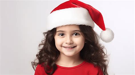 흰색 배경에 고립 된 산타 모자를 쓰고 귀여운 소녀의 크리스마스 초상화 크리스마스 소녀 어린 소녀 산타걸 배경 일러스트 및 사진 무료 다운로드 Pngtree