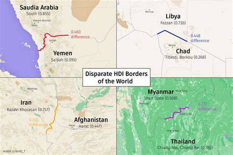 Disparate Human Development Index Hdi Borders Of The World