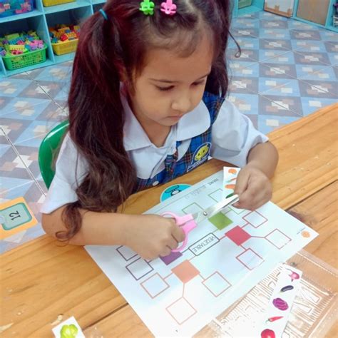 เป็นกิจกรรมที่ให้ลูก ๆ ฝึกการใช้กรรไกรตัดกระดาษสติกเกอร์รูปภาพ และนำมาติด จัดกลุ่มแยกประเภทตาม