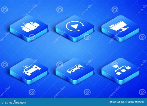 Set Hierarchy Organogram Chart Burning Candles Cars Police Car Flasher Video Play Button And