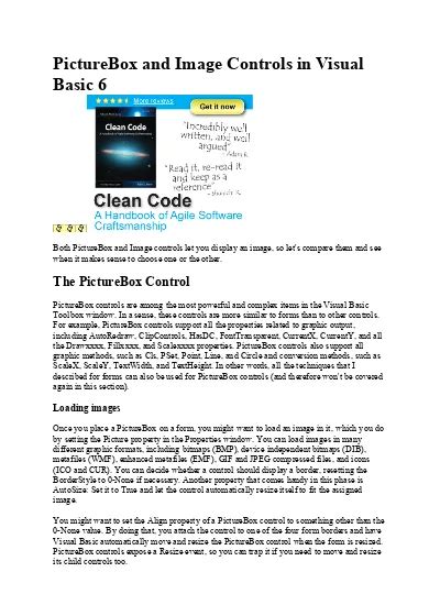 Picturebox And Image Controls In Visual Basic 6