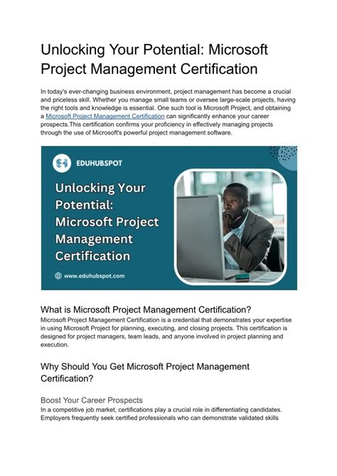 Ppt Unlocking Your Potential Microsoft Project Management Certification Powerpoint