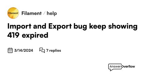 Import And Export Bug Keep Showing 419 Expired Filament