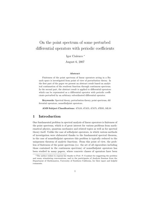 Pdf On The Point Spectrum Of Some Perturbed Differential Operators With Periodic Coefficients