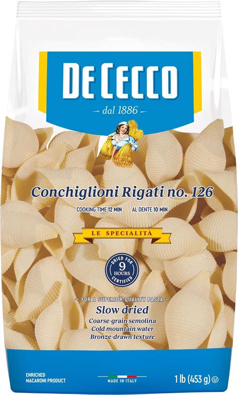 De Cecco Semolina Pasta Conchiglie Rigate No126 1 Pound