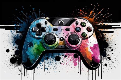 Premium Photo Gamer Joypad Console Controller Gamepad Watercolor