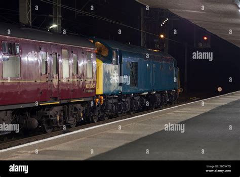 Preserved Class 40 Locomotive 40145 On A Mainline Railtour At Carnforth