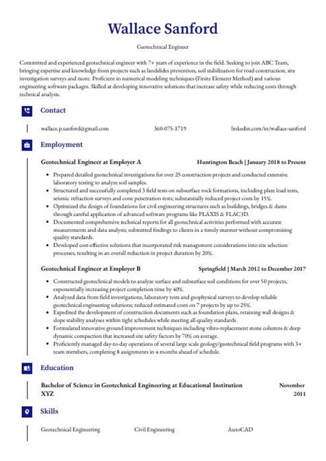 Geotechnical Engineer Resume CV Example And Writing Guide