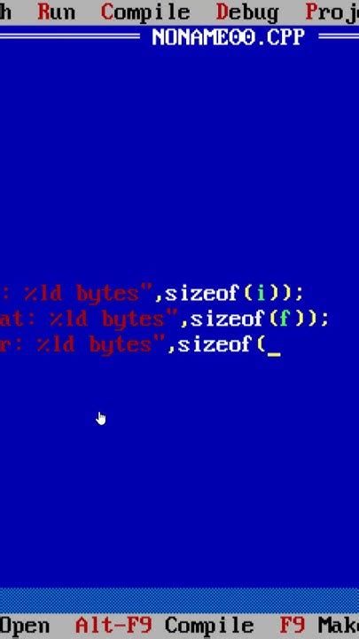 Find Size Of Data Types Using Sizeof Operator Shorts Short Dailyshorts Youtube