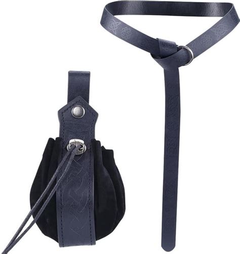Ronte Middeleeuwse Viking Riemtas Set Zwart Kunstleer Keltische