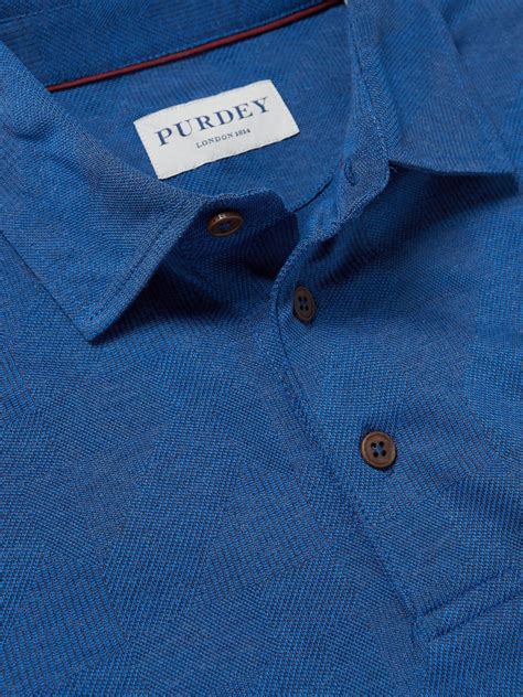 Purdey Cotton Piqué Jacquard Polo Shirt Blue Purdey