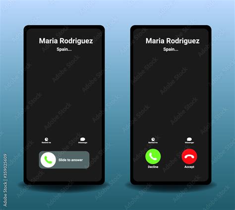 Smartphone Call Screen Set Interface Slide To Answer Accept Button Decline Button Incoming
