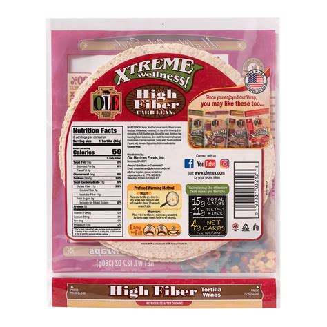 High Fiber Tortillas 8 8 Servers Per Package