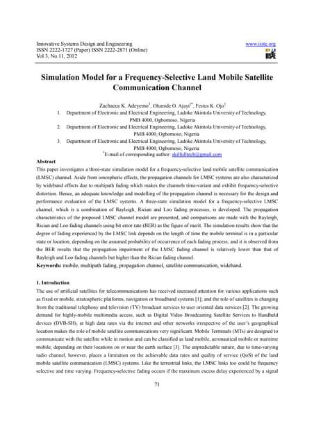 Simulation Model For A Frequency Selective Land Mobile Satellite