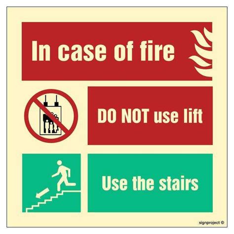 Fe150 In Case Of Fire Do Not Use Lift Use The Stairs 20 X 20 Cm Ts