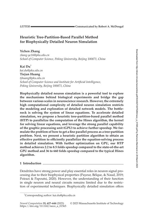 Pdf Heuristic Tree Partition Based Parallel Method For Biophysically
