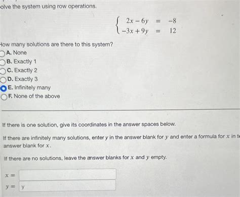 Solved Olve The System Using Row Operations