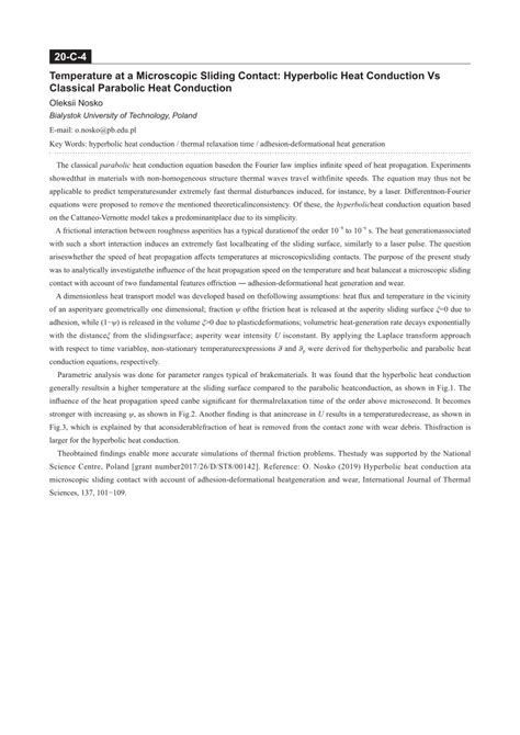 Pdf Temperature At A Microscopic Sliding Contact Hyperbolic Heat