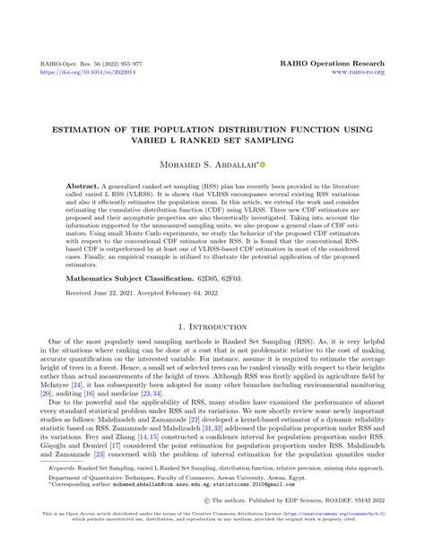Pdf Estimation Of The Population Distribution Function Using Varied L