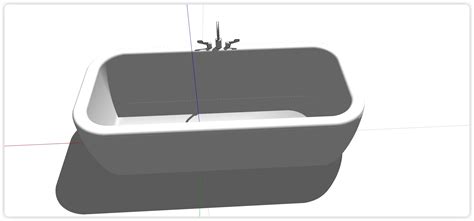 梯形白瓷圆角浴缸中间龙头双开关su模型 厨卫用品 土木在线