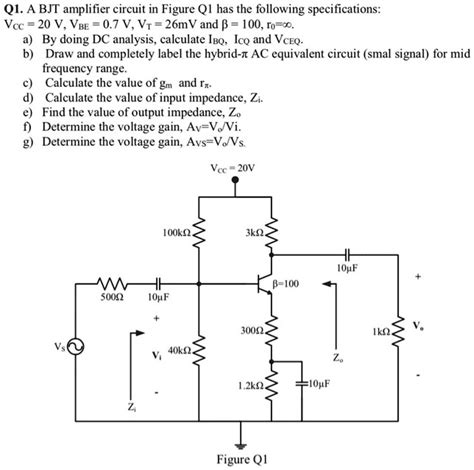 Q A BJT Amplifier Circuit In Figure Q Has The Following Specifications VCC V VBE