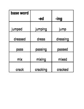 Word Sort Base Word With Ed Ing Endings By ASHLEY AVIRETT TPT