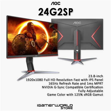 Jual AOC 24G2SP 23 8 Inch FHD 165Hz 1ms IPS Nvidia G Sync Gaming Monitor Shopee Indonesia