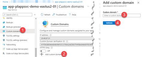 azure app service using a custom domain name in a private namespace