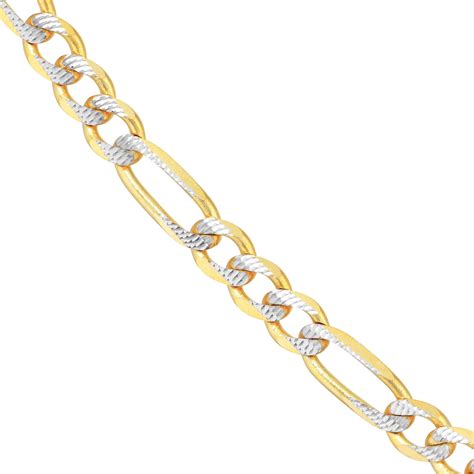 58mm Two Tone Pave Figaro Chain With Lobster Lock