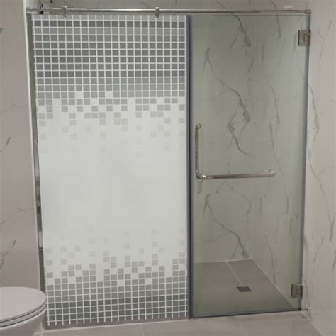 나무자전거 샤워부스겸용반투명유리창시트지 Mk 그레이타일패턴나무자전거 시트지 그래픽스티커 레터링전문