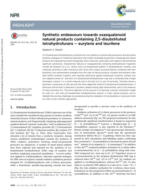 Pdf Cheminform Abstract Synthetic Endeavours Towards Oxasqualenoid