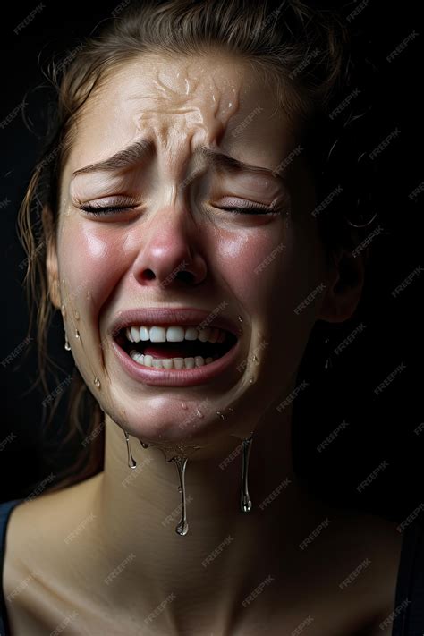 Premium Photo A Woman Crying With Water Dripping On Her Face