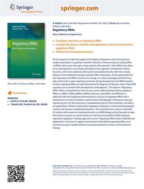 pdf regulatory rnas basics methods and applications