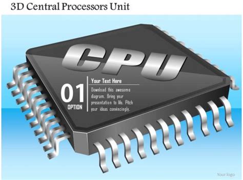 D Central Processors Unit Cpu Gpu Chip Microprocessor Icon On Motherboard Ppt Slides