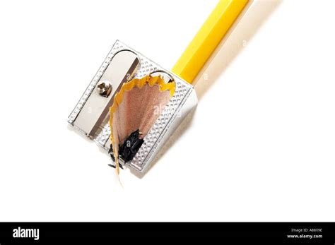 Pencil And Sharpener With Shavings Stock Photo Alamy
