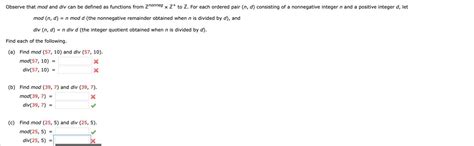 Solved Observe That Mod And Div Can Be Defined As Functions