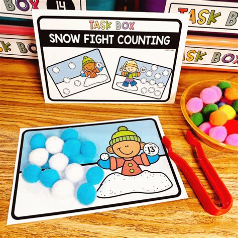 Snow Fight Counting To 30 Morning Bins Task Boxes Simply Kinder Printable Membership
