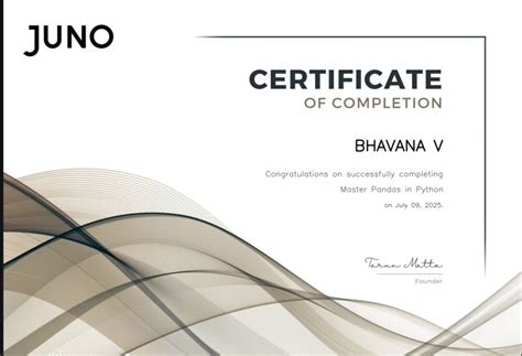 Python Pandas Datascience Learningjourney Certificate Juno Continuouslearning Bhavana V