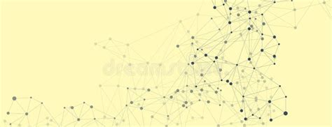 Abstract Connect Dots And Lines On Yellow Background Science And Technology Vector Illustration