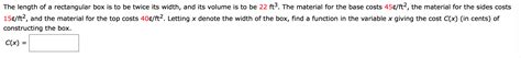 solved the length of a rectangular box is to be twice its