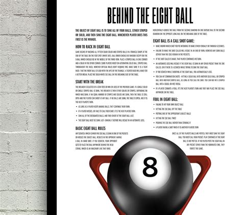 Pool Game Printable Eight Ball Rules Of Eight Ball Billiards