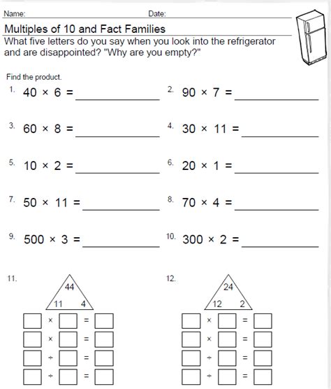 Multiplying By Multiples Of 10 Worksheet Printable Word Searches